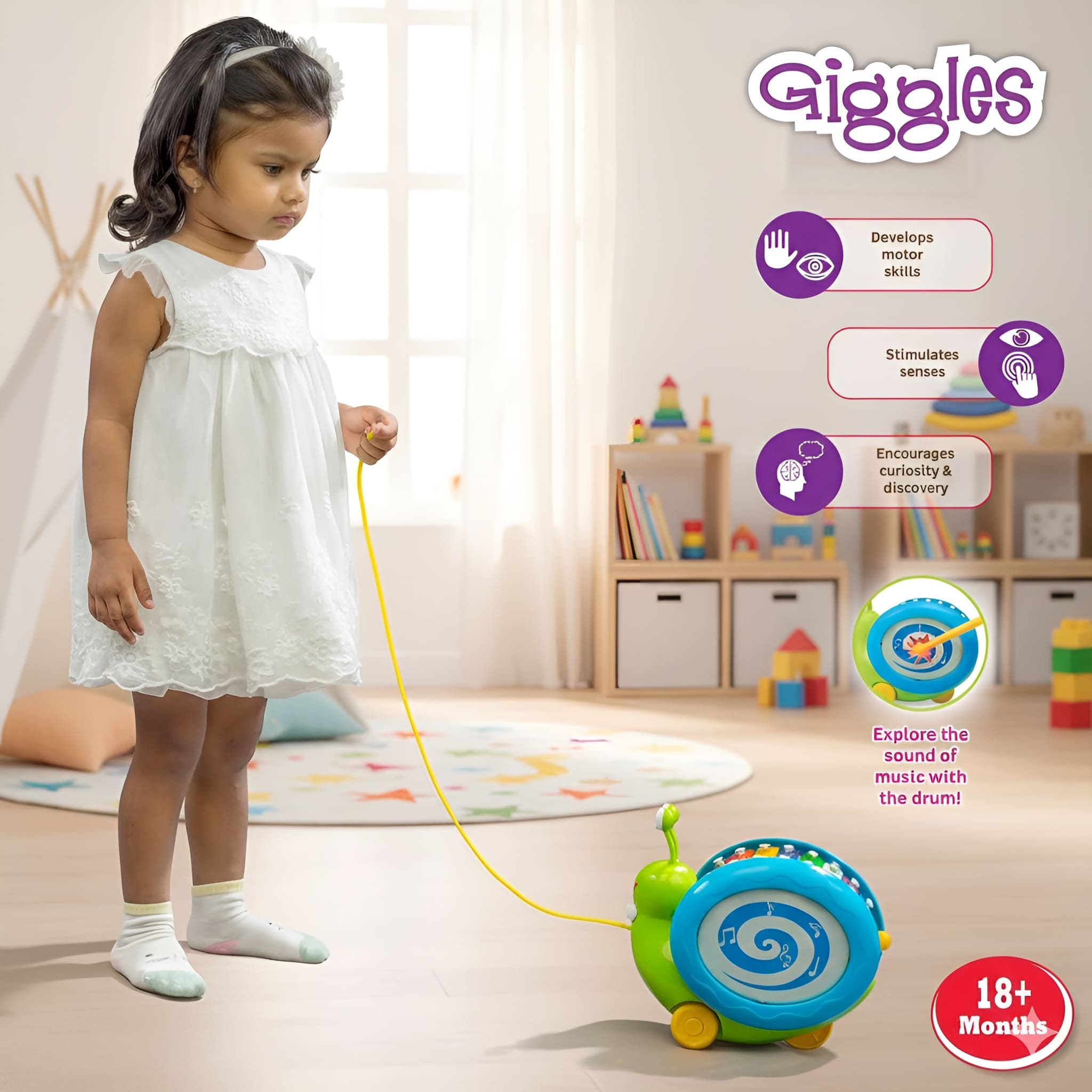 Delightful Funskool Giggles Musical Snail – 2-in-1 Toy for 18+ Months ...